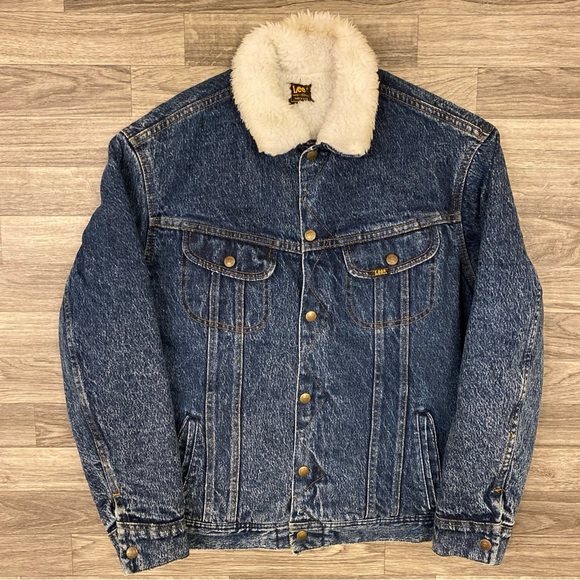 Lee | Jackets & Coats | Lee Denim Sherpa Jacket 8s Vtg L Measurement ...